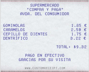 Ejemplo de cómo hacer un ticket para el supermercado
