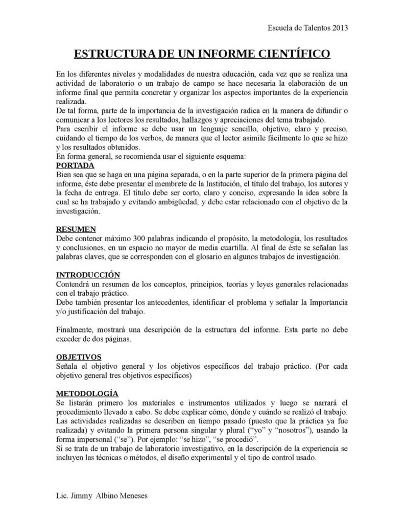 Ejemplos de informes científicos: estructura y formato