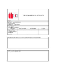 Reporte de entrevista laboral en formato PDF: ejemplo gratuito